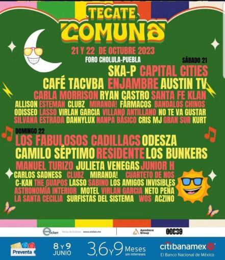 Filtran supuesto cartel del Tecate Comuna 2023, checa los artistas que vienen a Puebla | El ...